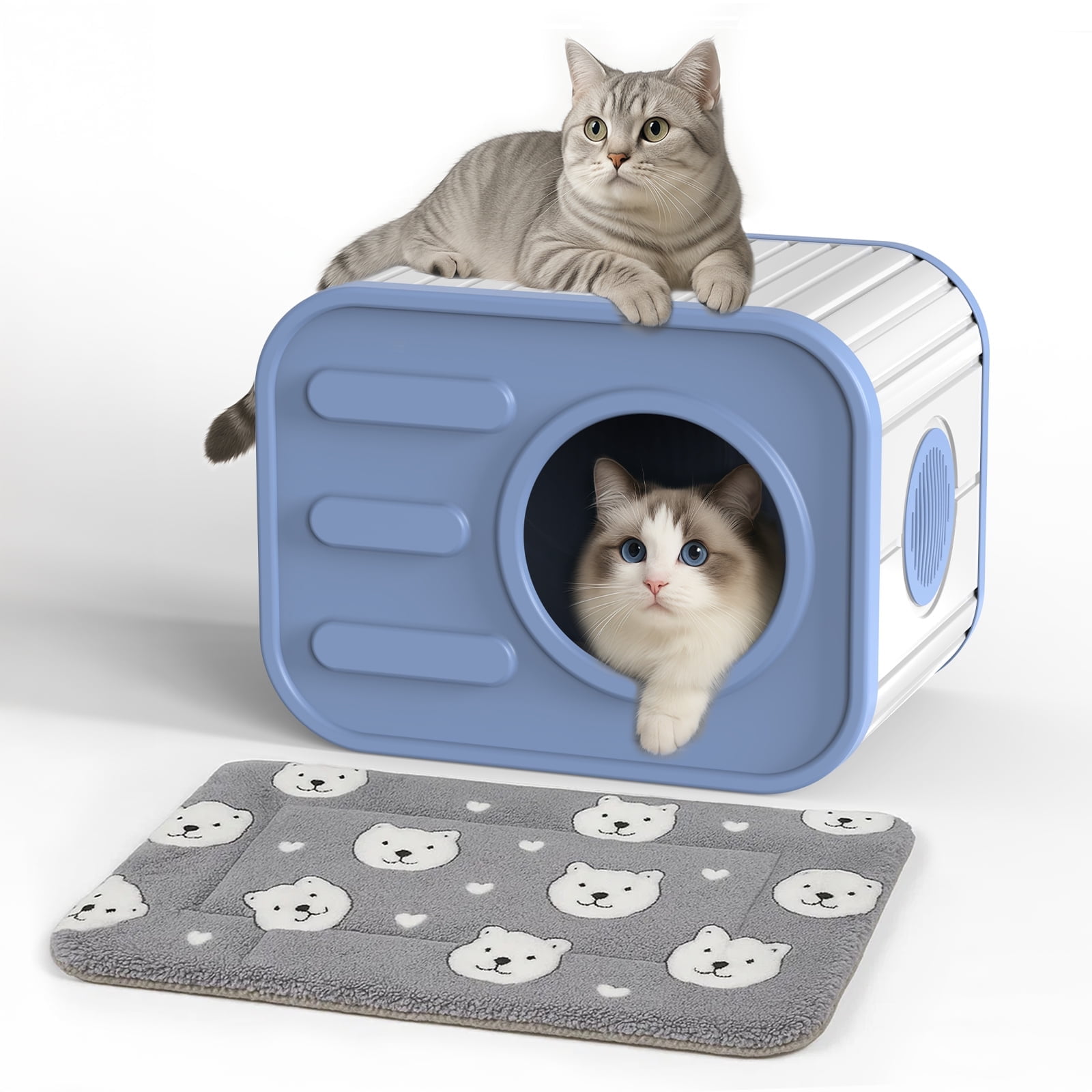 EasyUp Cat House for Indoor & Outdoor Cats, Resin Weatherproof Cat ...