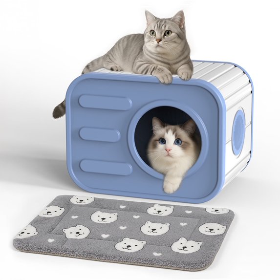 EasyUp Cat House for Indoor & Outdoor Cats, Resin Weatherproof Cat ...