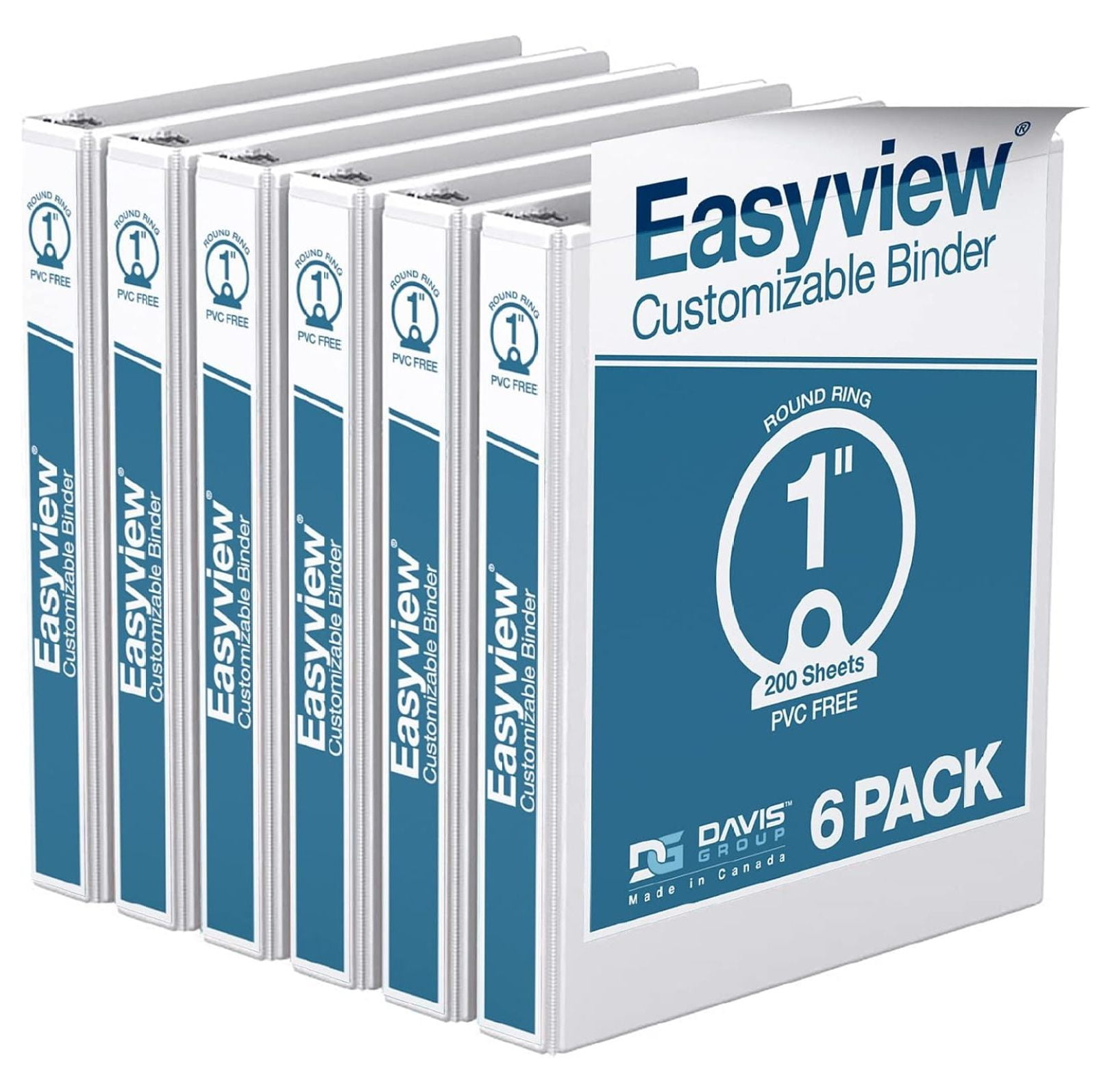 EasyView Premium 1-Inch Binders with Clear-View Covers, 3-Ring Binders ...