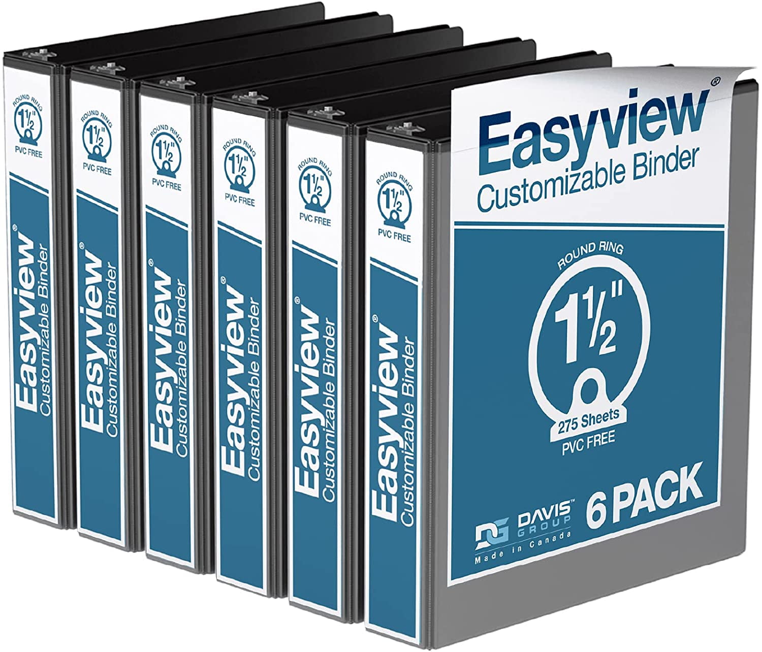 EasyView Premium 1-Inch Binders with Clear-View Covers, 3-Ring Binders ...