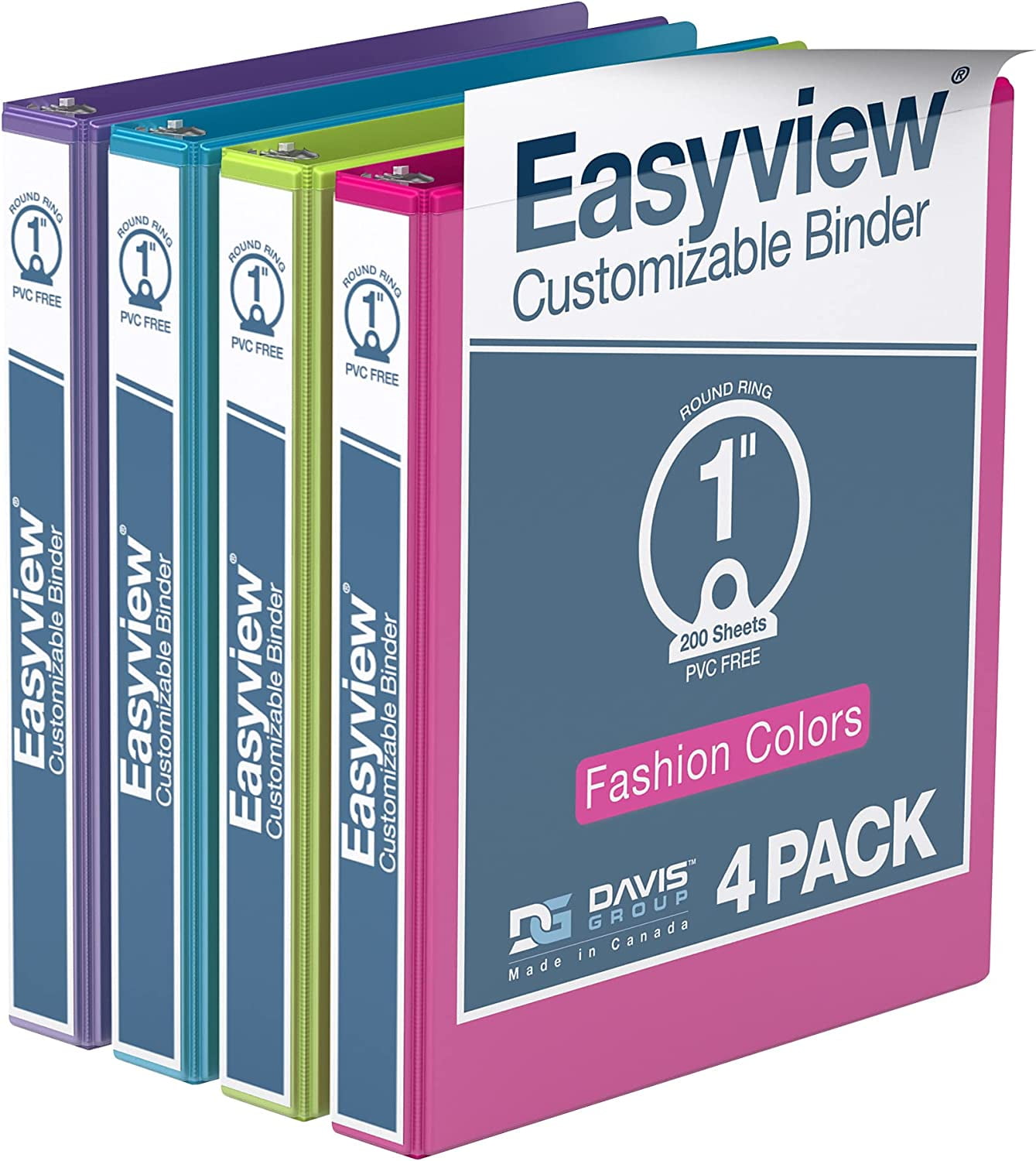 EasyView Premium 1-Inch Binders with Clear-View Covers, 3-Ring Binders ...