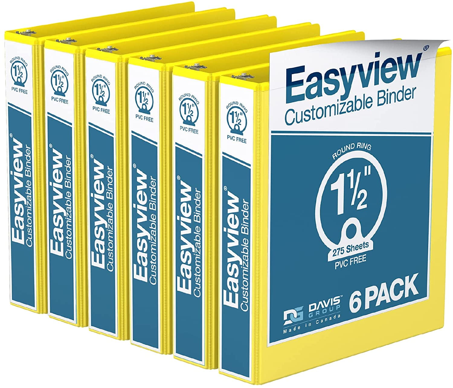 EasyView Premium 1-Inch Binders with Clear-View Covers, 3-Ring Binders ...