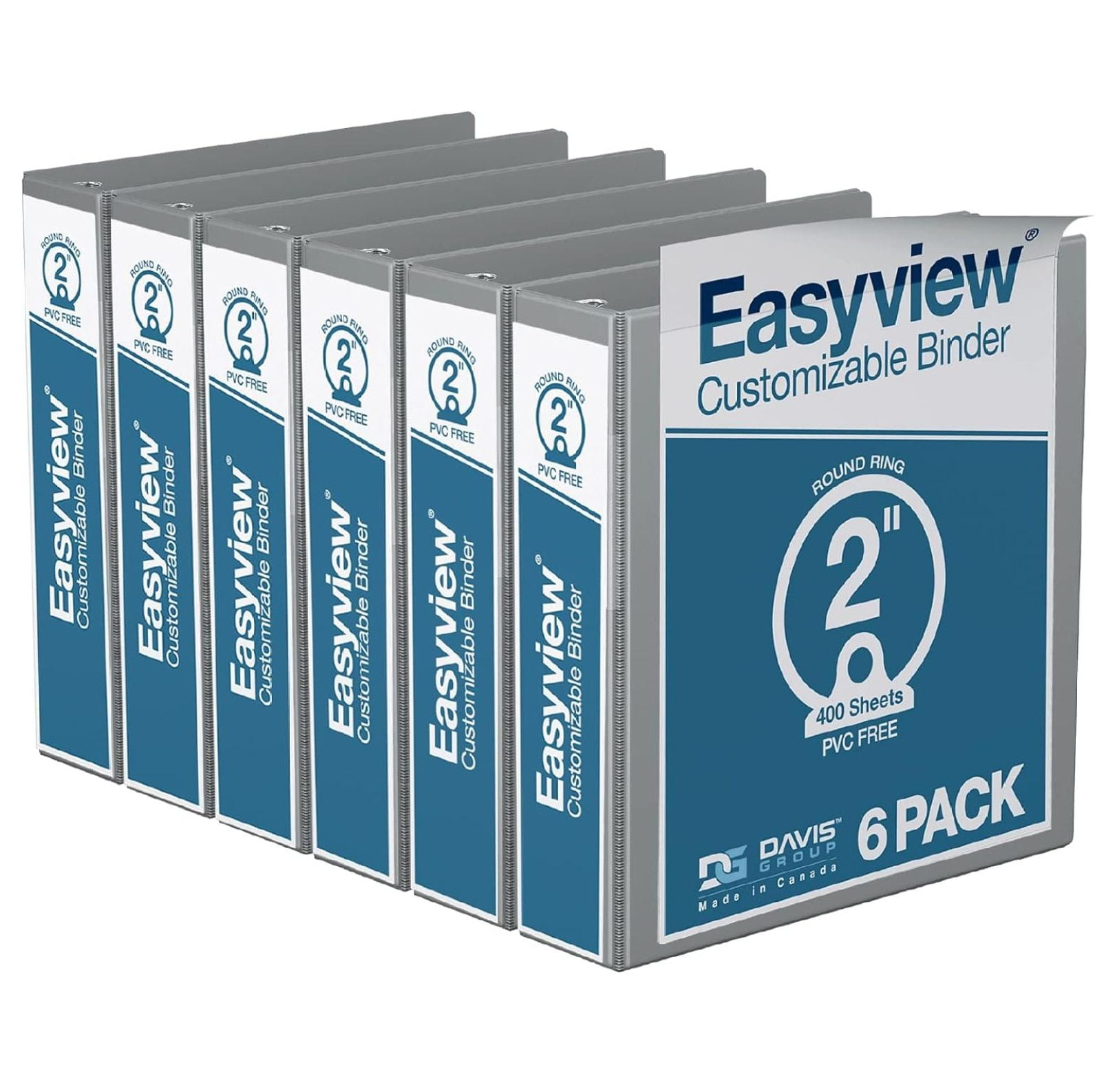 EasyView Premium 2-Inch Binders with Clear-View Covers 3-Ring Binders ...