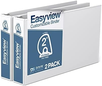 EasyView Premium 2-Inch D-Ring Binders with Clear-View Covers ...