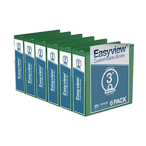 EasyView Premium 3-Inch Binders with Clear-View Covers Customizable ...