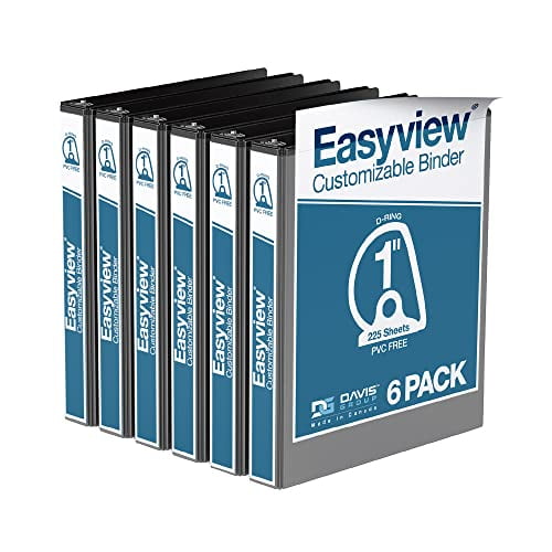EasyView Premium Angled D-Ring 1-Inch Binders with Clear-View Covers ...