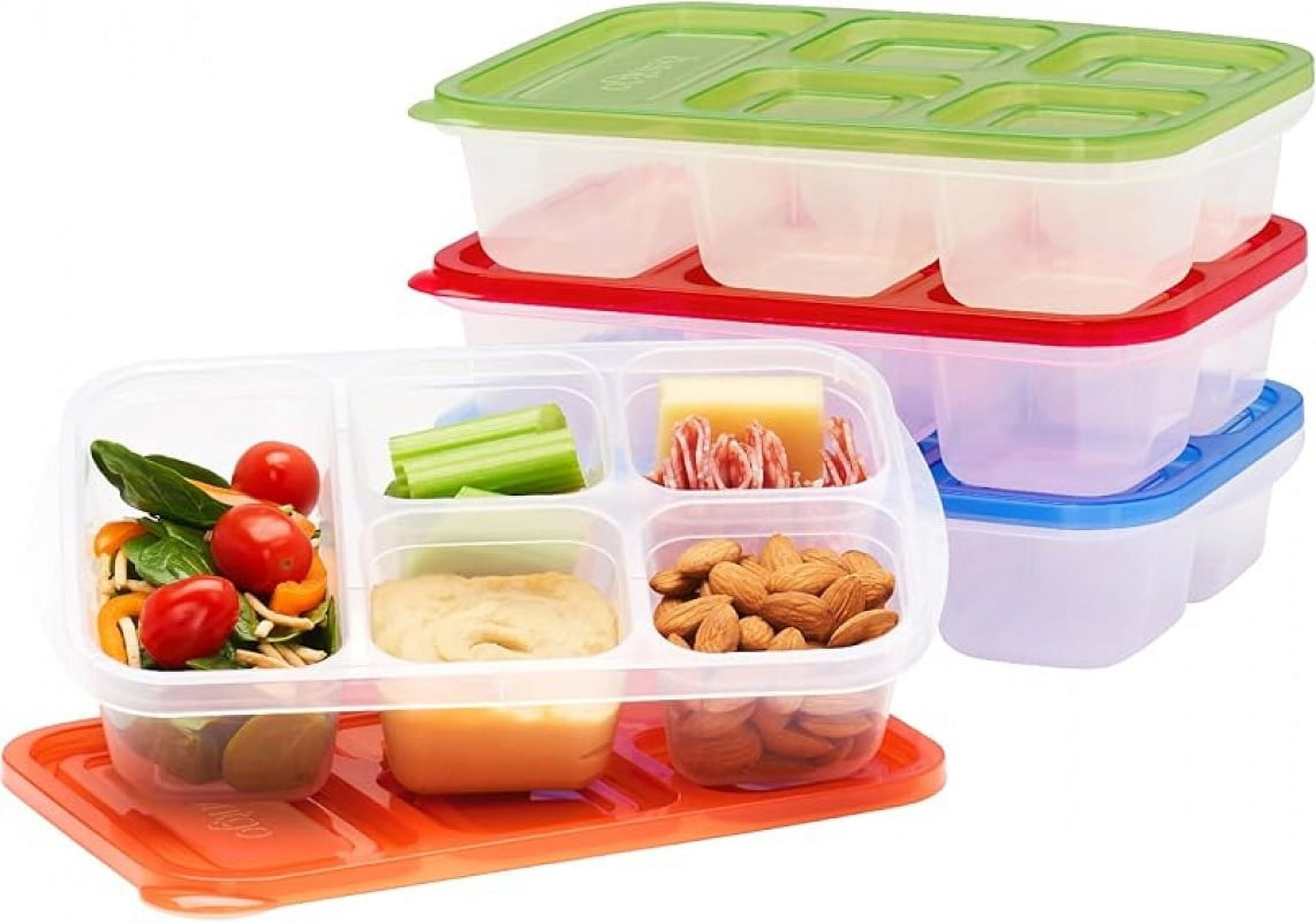 Easyboxes - Reusable 5-Compartment Food Containers, Stackable 8-Piece ...