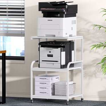 HOOBRO 2-Tier Mobile Printer Stand, Metal Storage Rolling Shelves, Home ...