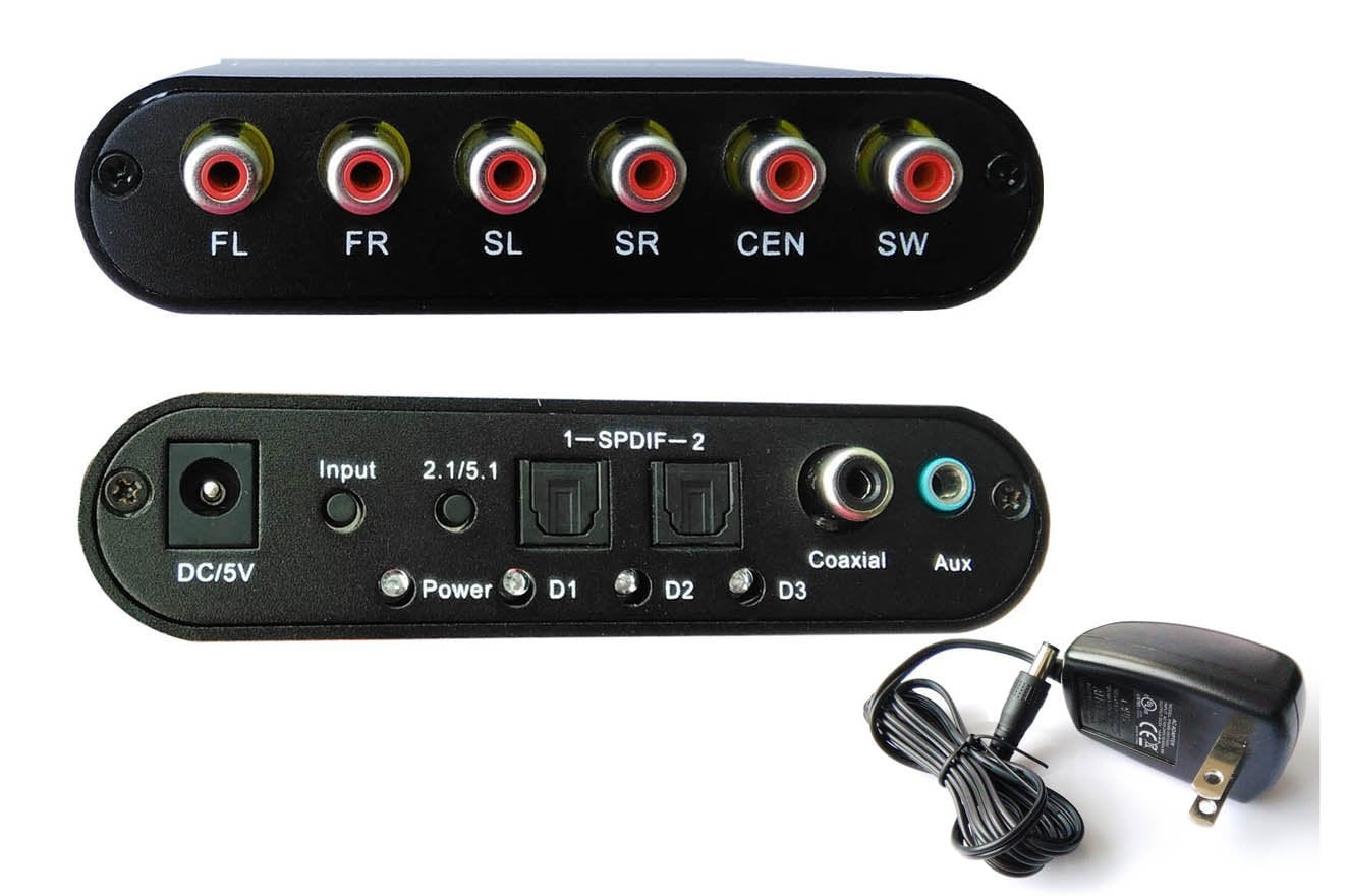 Easyday High Ouality Digital AC3 DTS Optical SPDIF/Coaxial Audio to Analog 5.1 Channel Surround ...