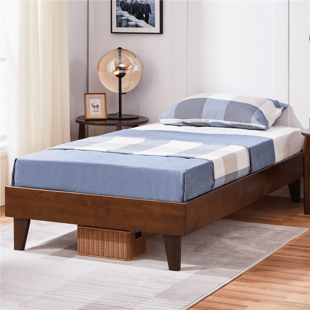 Renwick 13.5''H Platform Bed Frame with Wood Slat Support, Twin, Smoked ...