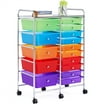 Gymax 15 Drawer Rolling Storage Cart Opaque Multicolor Drawers Home ...