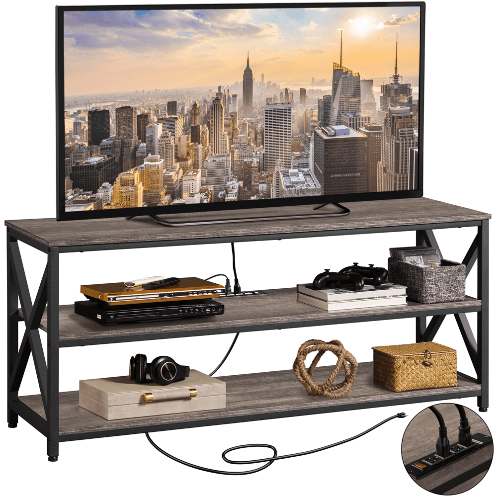 Renwick 55'' Industrial 3-Layer Shelved TV Stand for TVs up to 65 ...