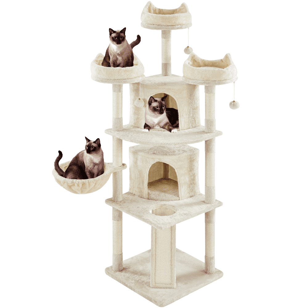 Renwick 68.5in Multi-Level Cat Tree Caves Condos, Beige - Walmart.com