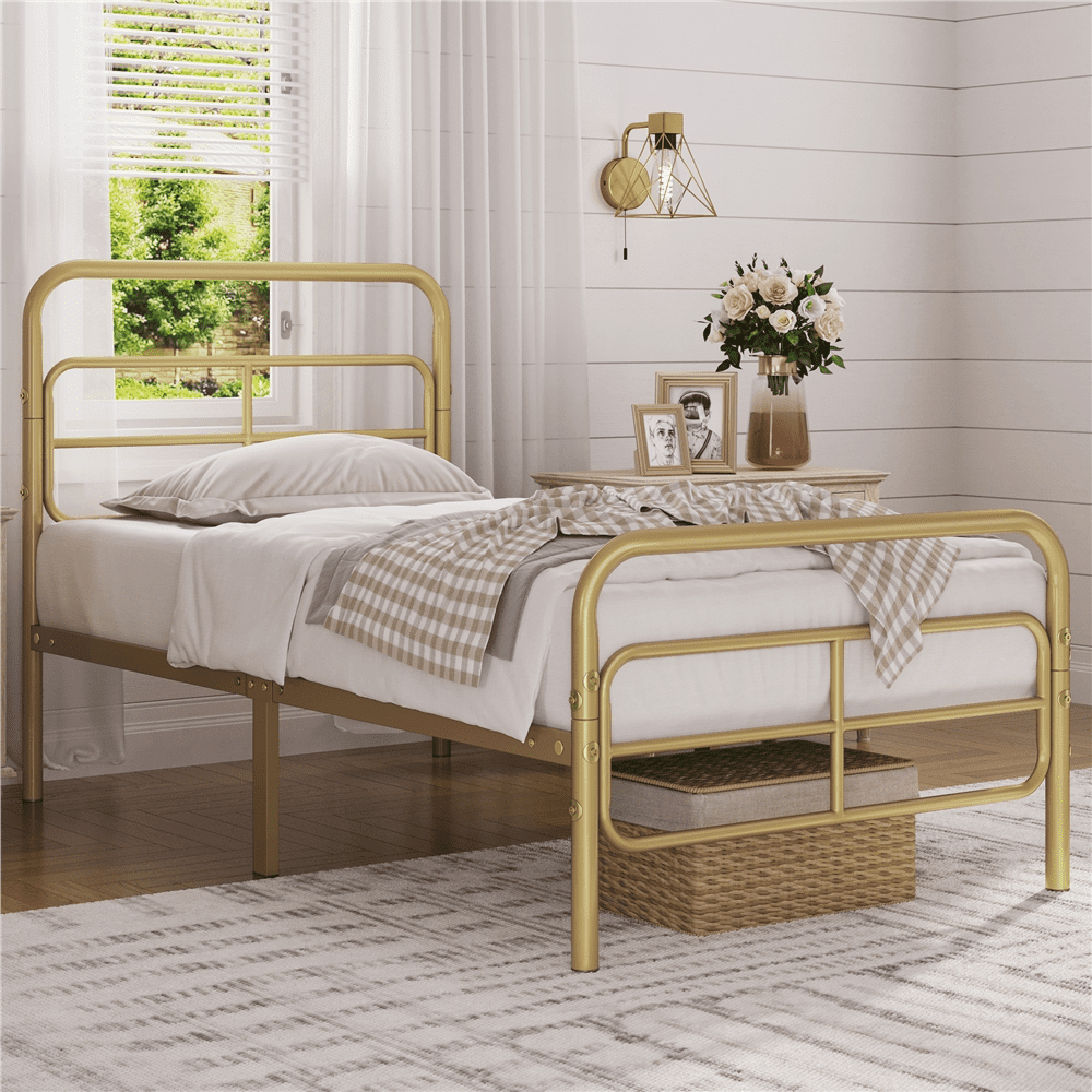 Renwick Aidan Modern Geometric Patterned Metal Bed, Twin XL,Antique ...