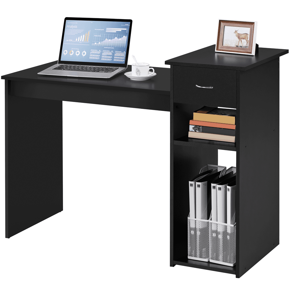 Renwick Home Office Computer Desk with Durable P2 MDF Storage Drawer 44.1 x 19.7 x 32.3 Inches Black