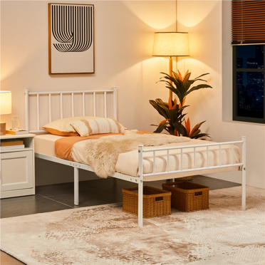 Yaheetech Metal Bed Frame Full Bed with Spindle Headboard and Footboard ...