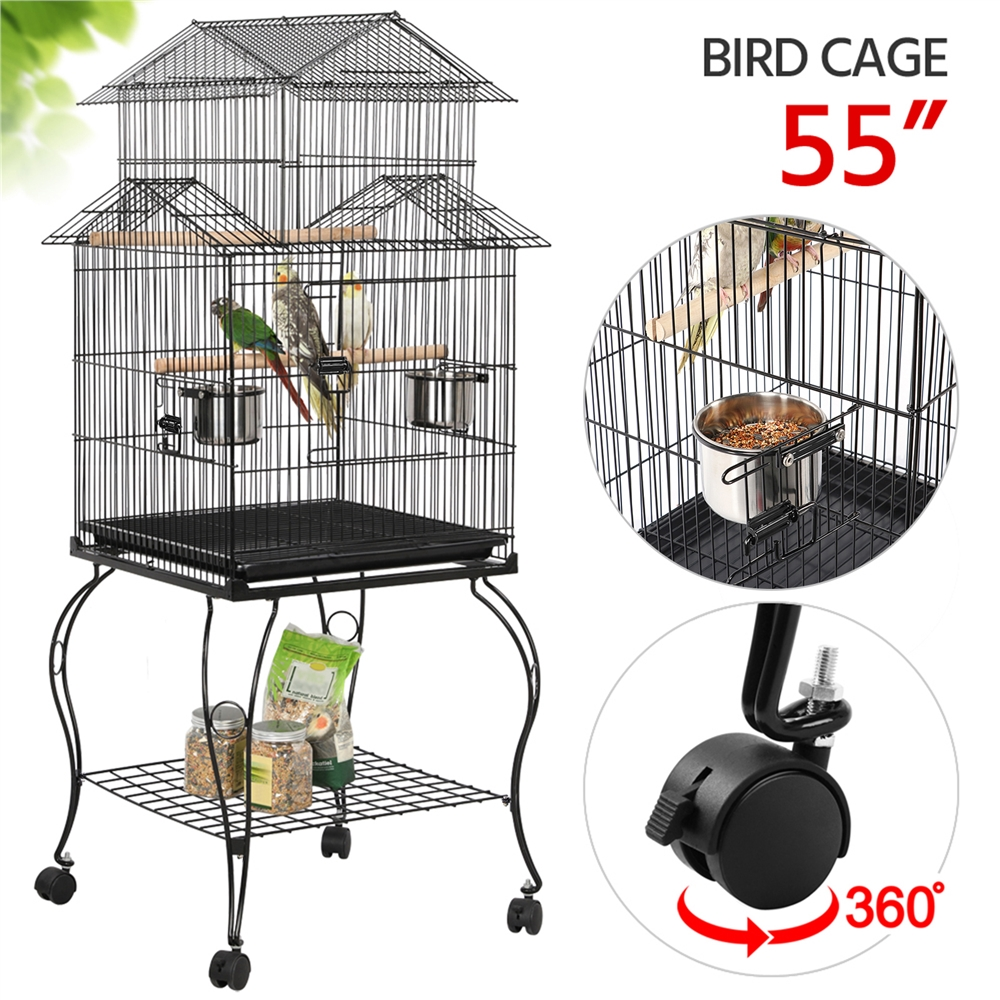 Seny Double Cage with Center Divider for Bird Parrot Aviary W64xD32xH73 ...