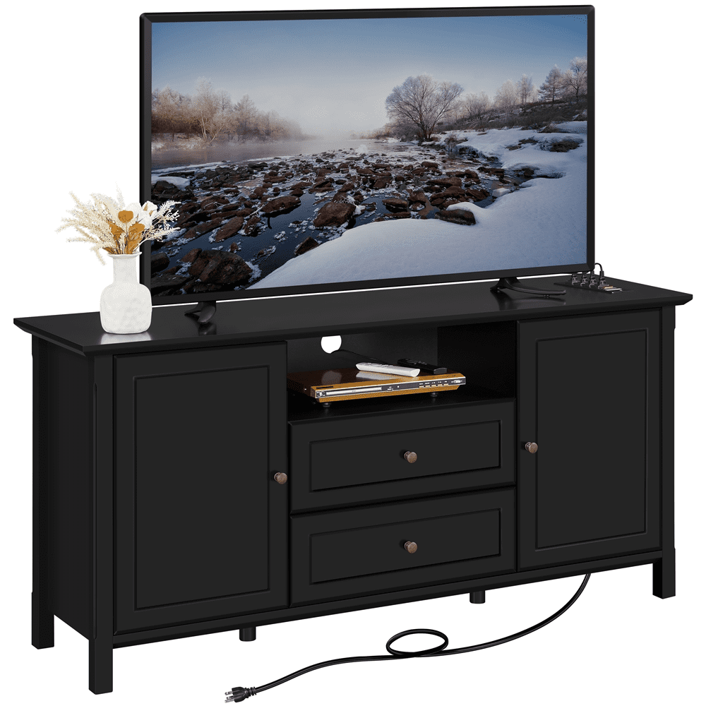 Renwick Modern TV Console Table with Power Outlet for TVs up to 65 ...