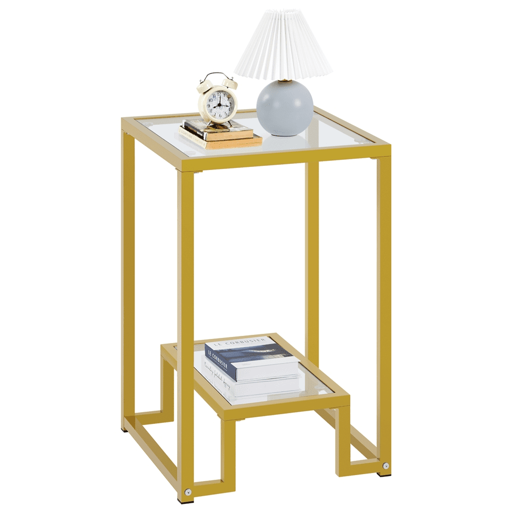 Renwick Modern Tempered Glass Side Table - 2-Layer Storage - Walmart.com