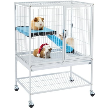 Pawhut Rolling Metal Rabbit & Small Animal Hutch Cage - Walmart.com