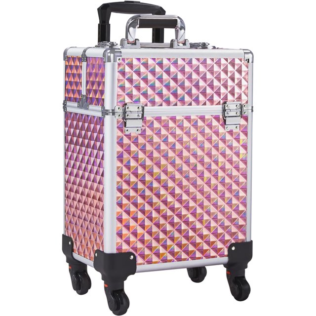 Easyfashion Rolling Storage Cosmetic Trolley with Multiple Trays, Pink ...