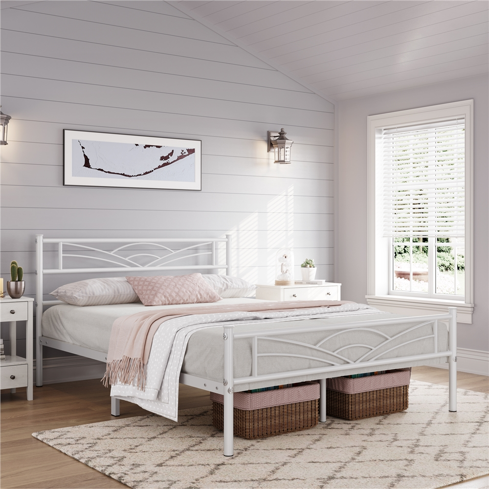 Weston Home Nottingham Metal Full Bed, Antique White - Walmart.com