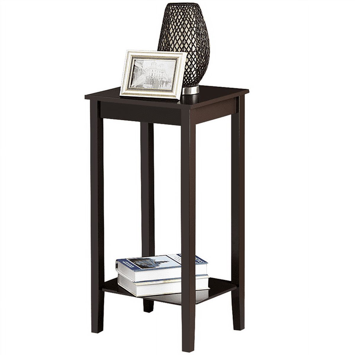 MyGift 21 inch Brown Wood and Black Metal Rectangular End Table ...