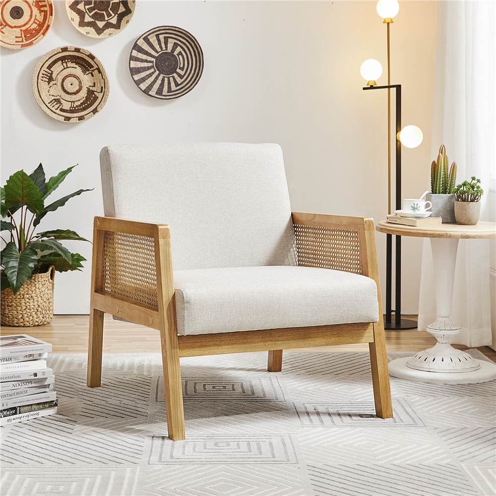 SAFAVIEH Dustin Rattan Accent Chair w/ Cushion, Natural - Walmart.com