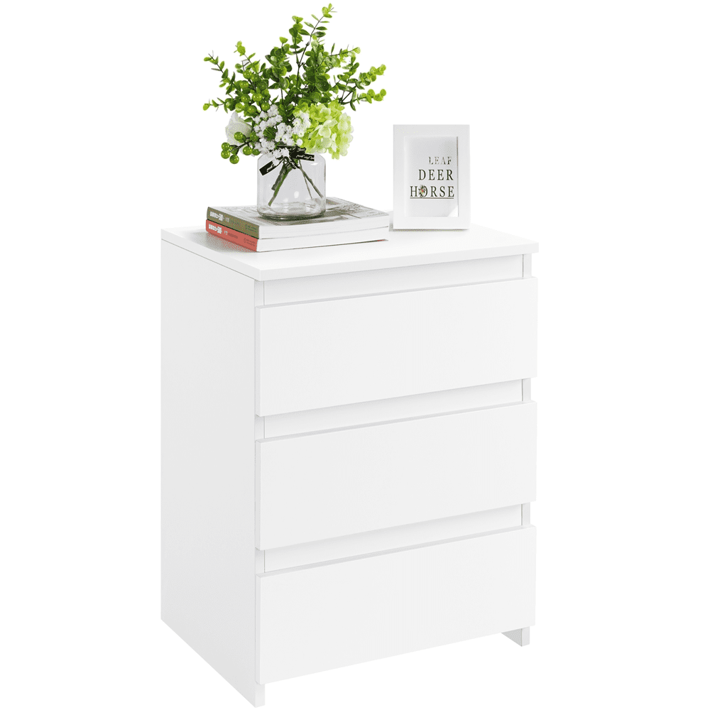 Free Shipping! Renwick White Vertical End Table with 3 Drawers, Tall ...