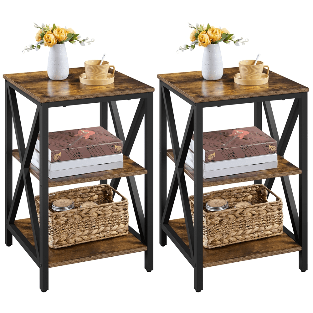 Renwick Wood and Metal 3 Tier End Table, Brown/Black - Walmart.com