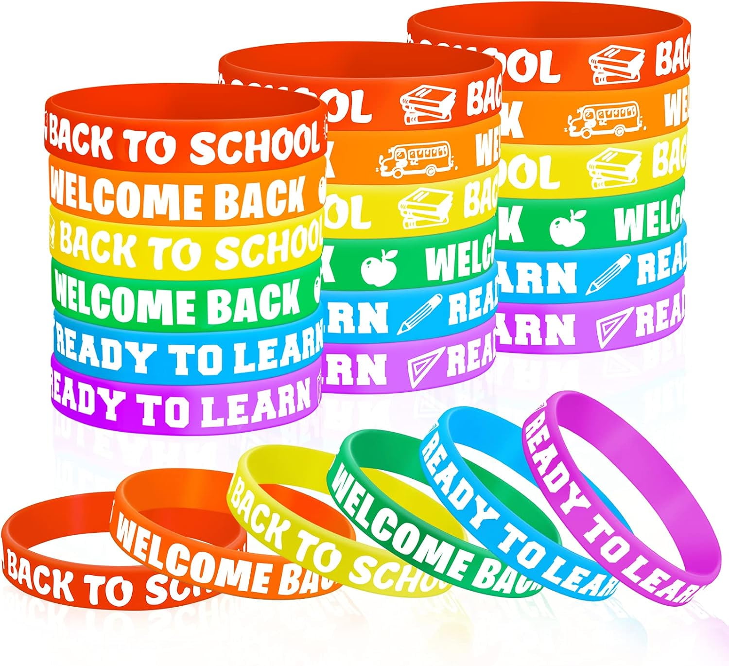 Easyg Welcome Back to School Bracelets Silicone Wristbands Rubber First ...