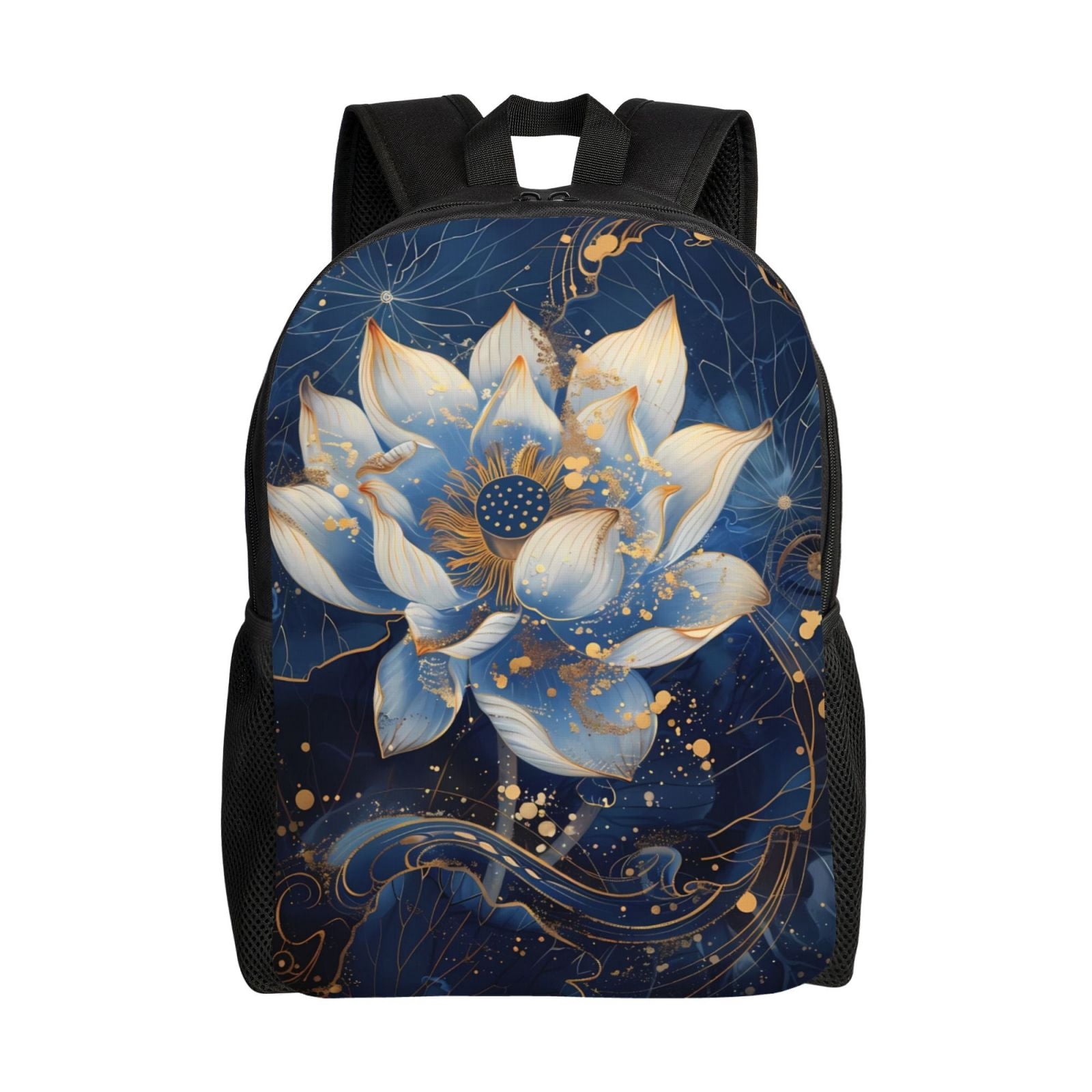 Easygd Blue Golden Dream Lotus Versatile and Stylish Backpack: Comfort ...
