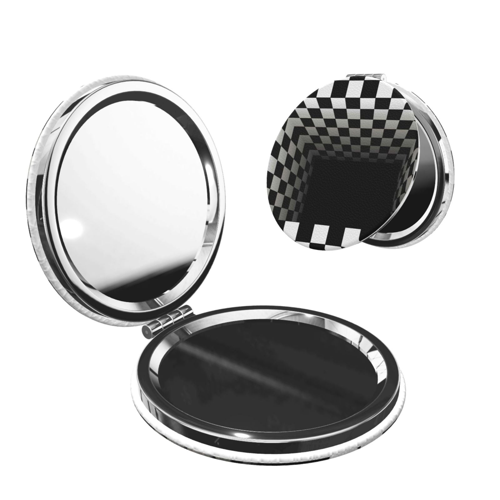 Easygdp 3d Black and White Checkerboard Tunnel Travel Makeup Mirror, 2X ...