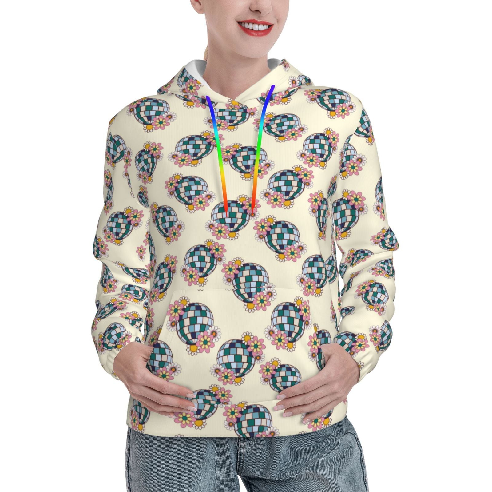 Easygdp 70s Disco Ball Womens Casual Hoodies Sweatshirts Long Sleeve ...