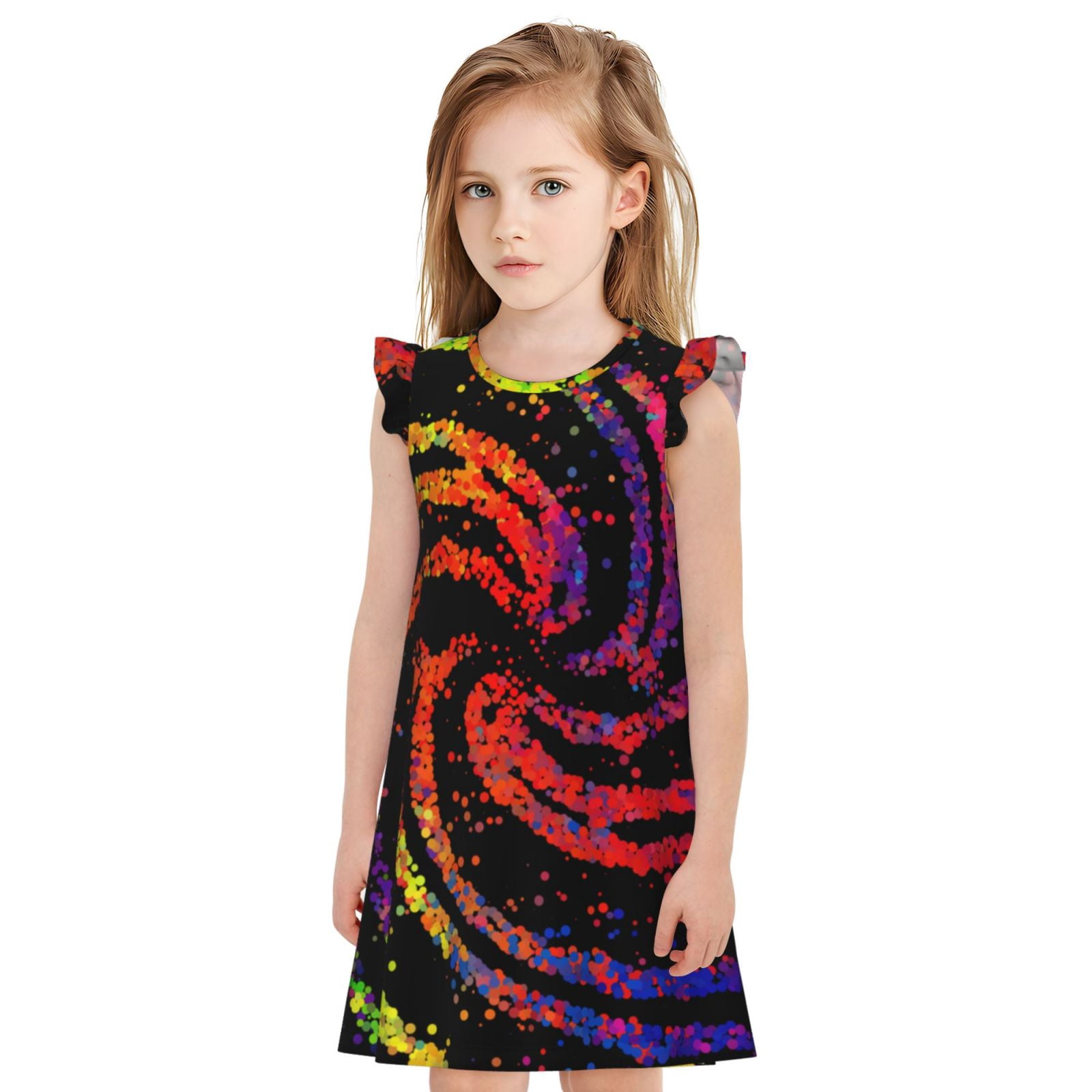 Easygdp A Bright Abstract Girls Pajamas Dress, Princess Nightgown for ...
