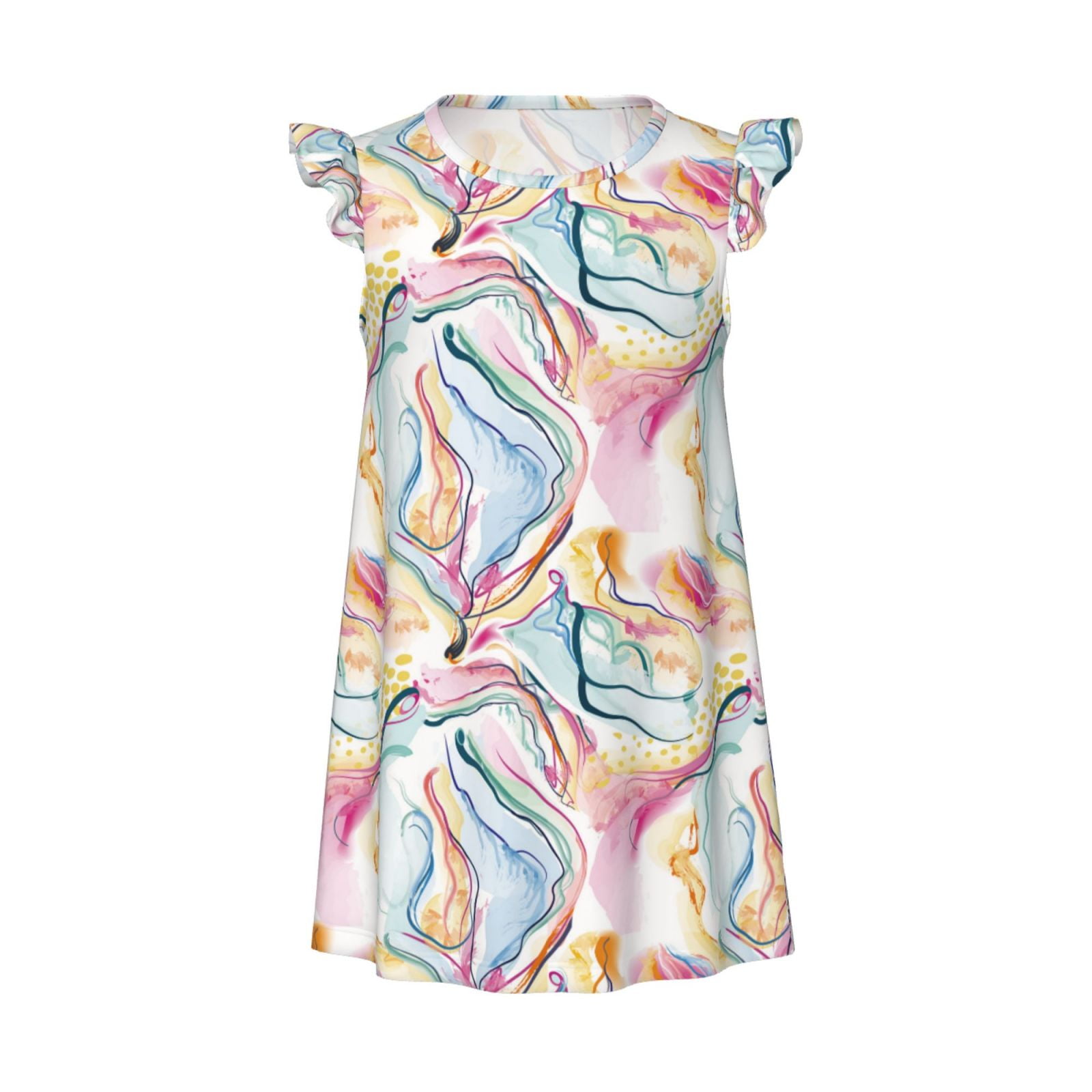 Easygdp Abstract Marble Texture Girls Pajamas Dress, Princess Nightgown ...