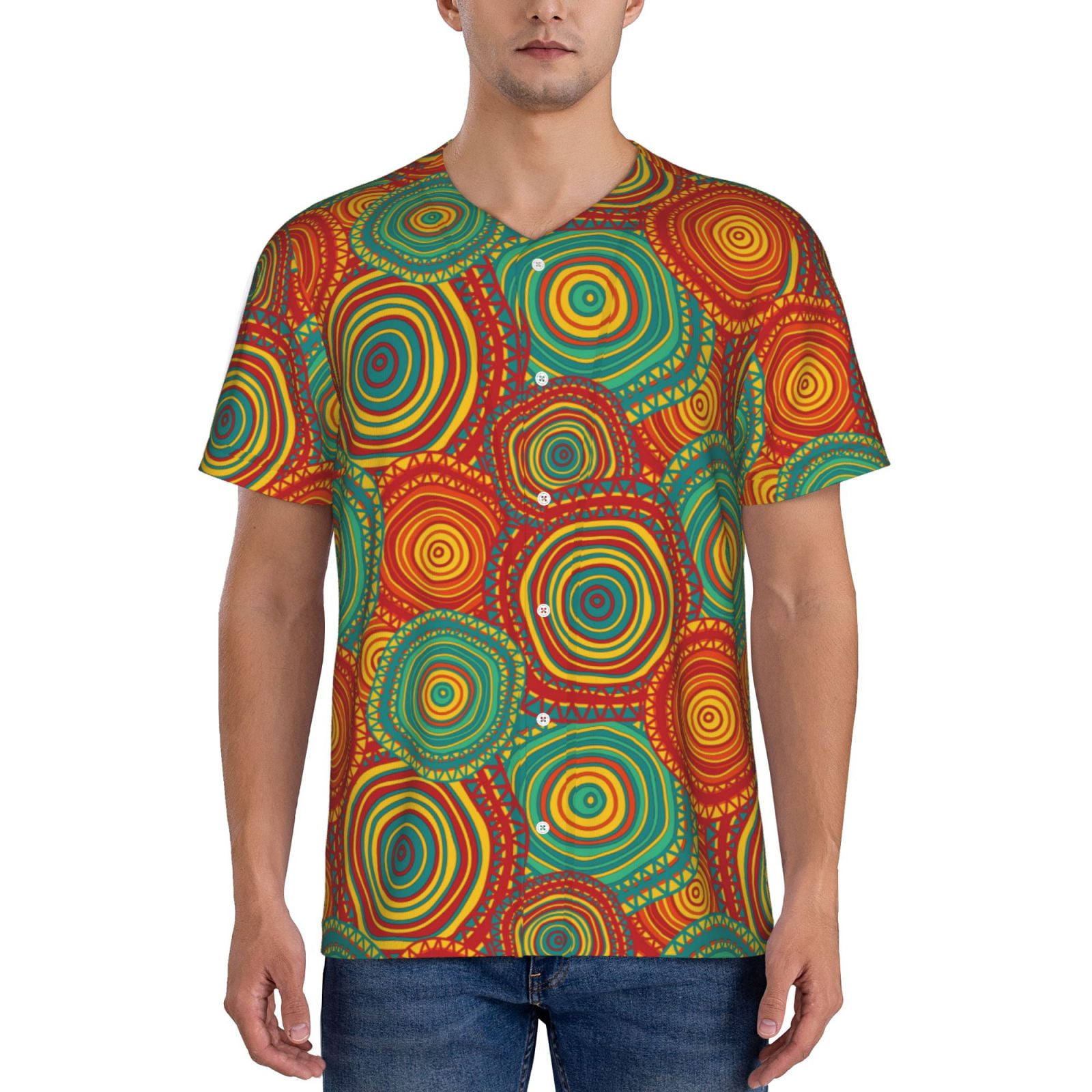 Easygdp Abstract Pattern Mens T-Shirts Baseball Vintage Fashionable ...
