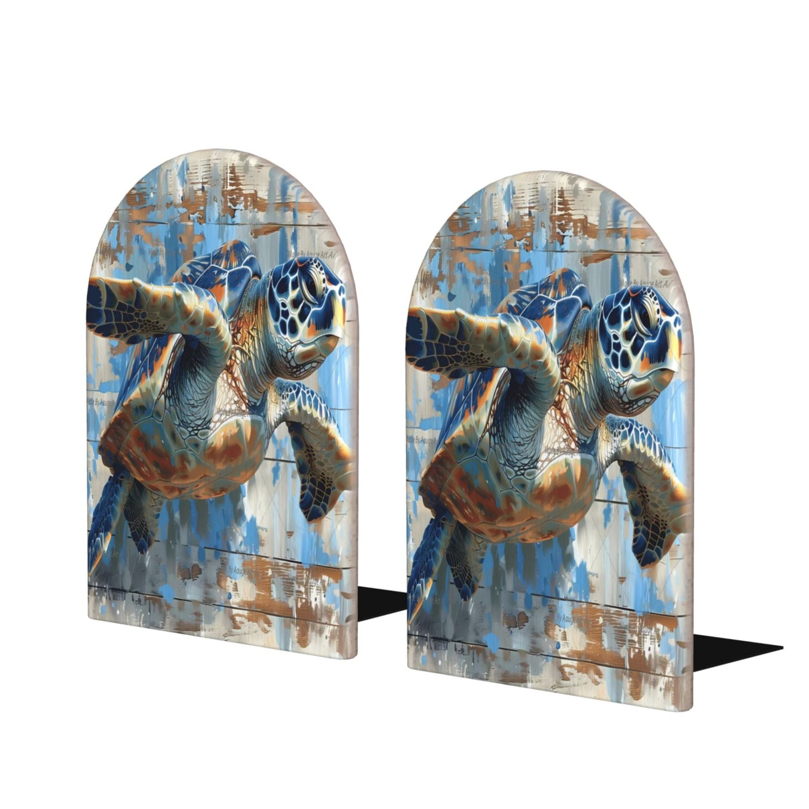 Easygdp Abstract Sea Turtle 2 Pcs Bookend Large Capacity Office Book ...