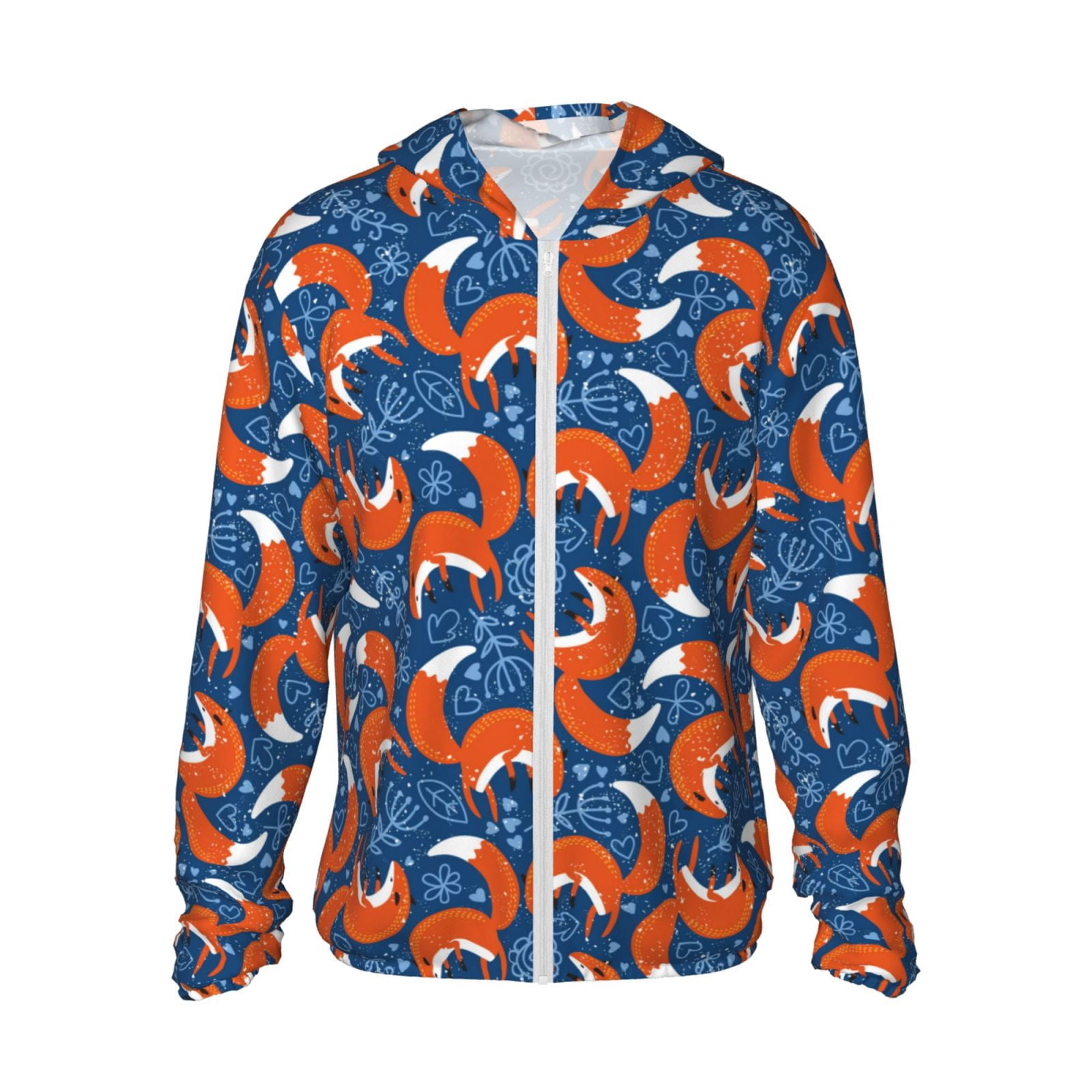 Easygdp Abstract Vintage Fox and Plants Lightweight Long Sleeve Sun ...
