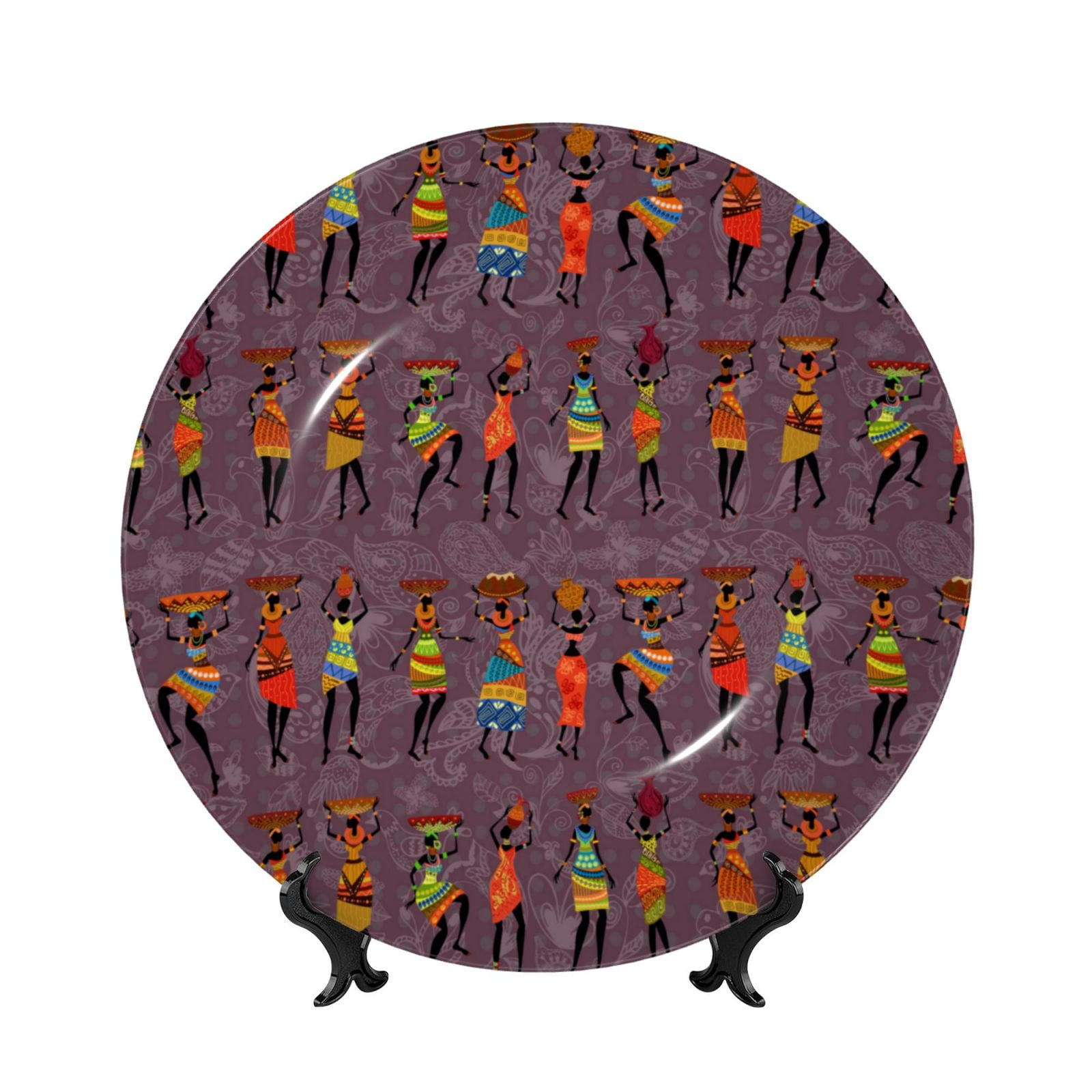 Easygdp African Women Bone China Decorative Plate Ceramic Dinner Plates ...