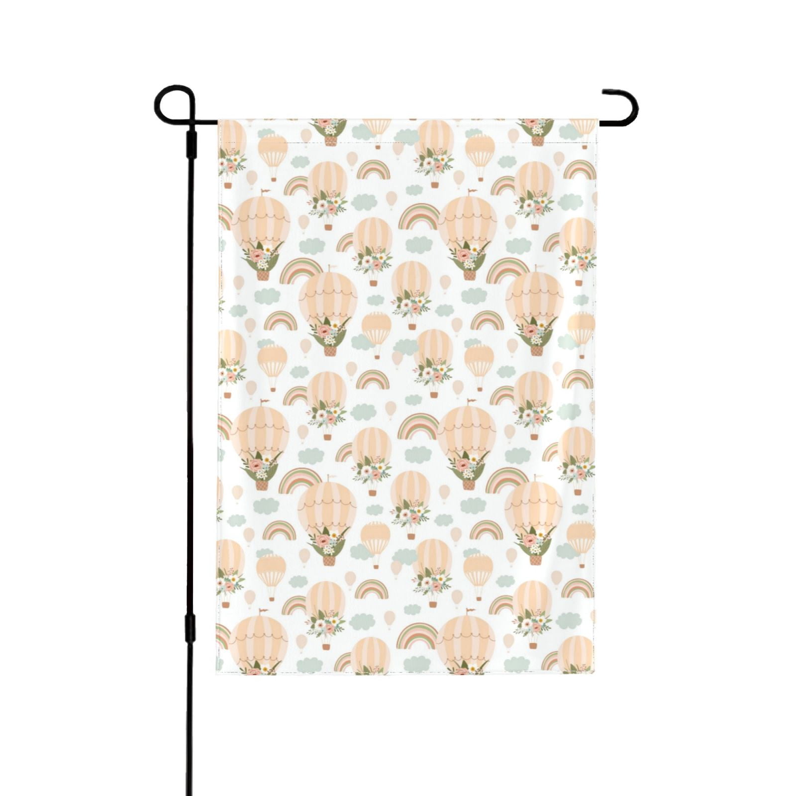 Easygdp Air Balloon and Flower Garden Flag Yard Flag Welcome Flag ...