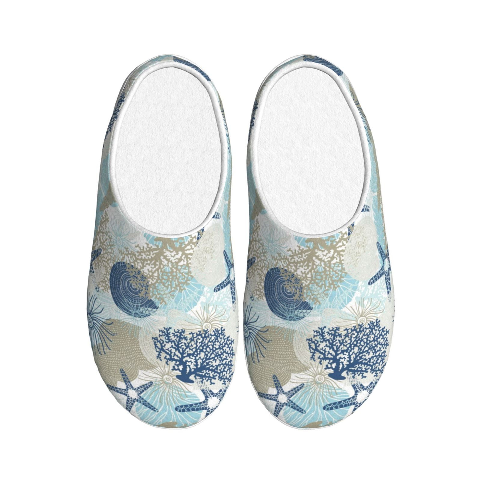 Easygdp Algae Corals and Seashells Slippers for Women Mens Winter Warm ...