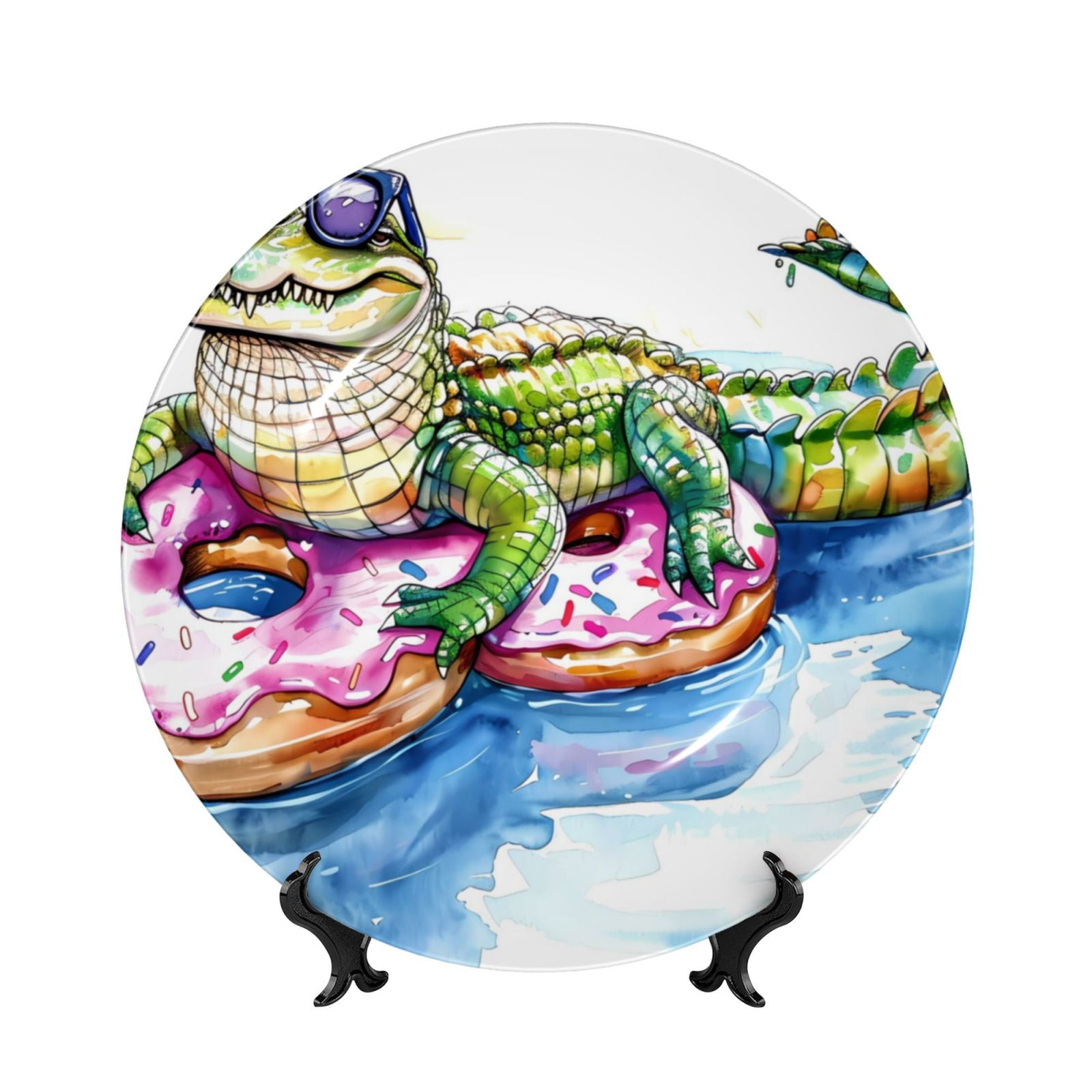 Easygdp Alligator Donut Pool Float Bone China Decorative Plate Ceramic ...