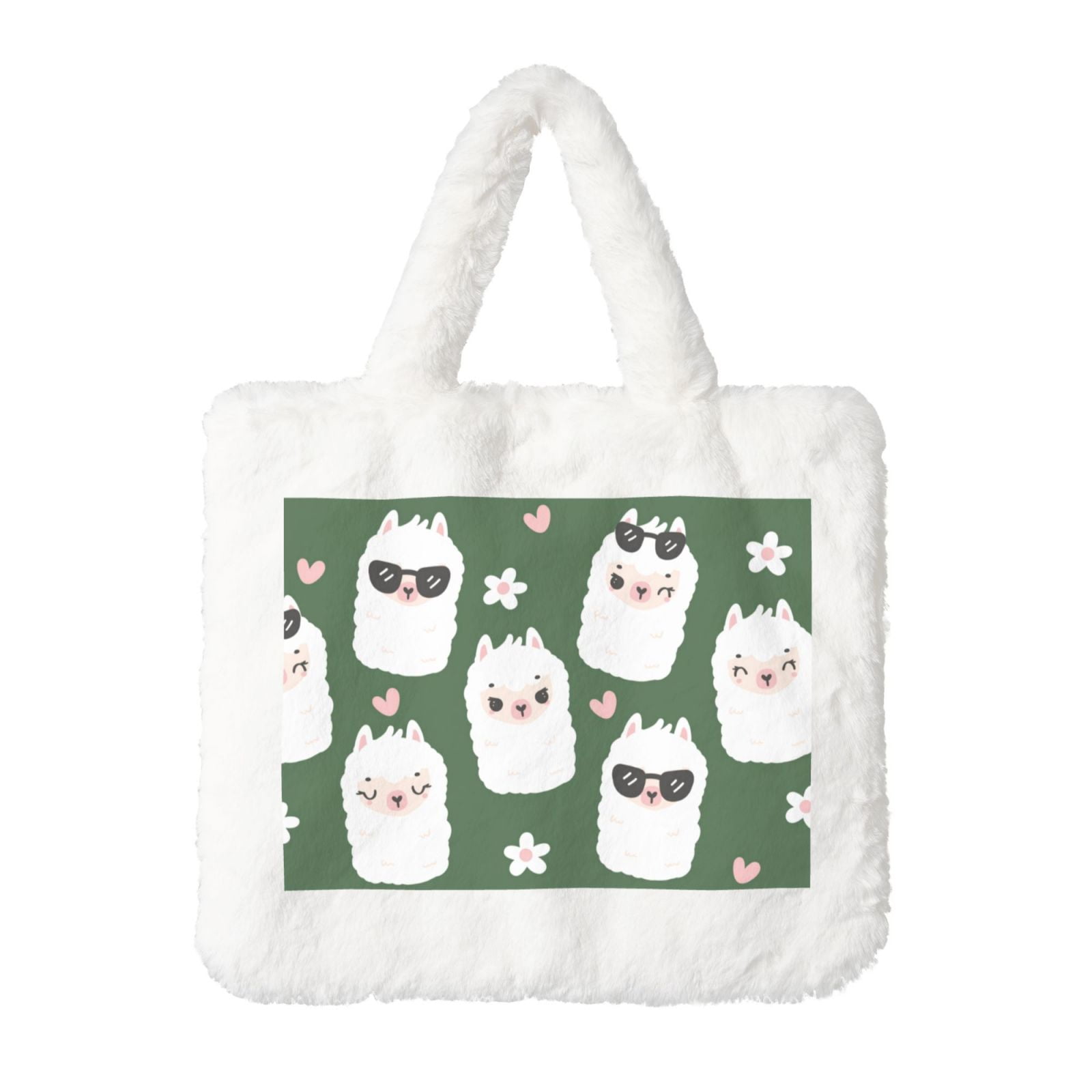 Easygdp Alpaca Faces Plush Underarm Bag, Ladies Fluffy Shoulder Bag ...