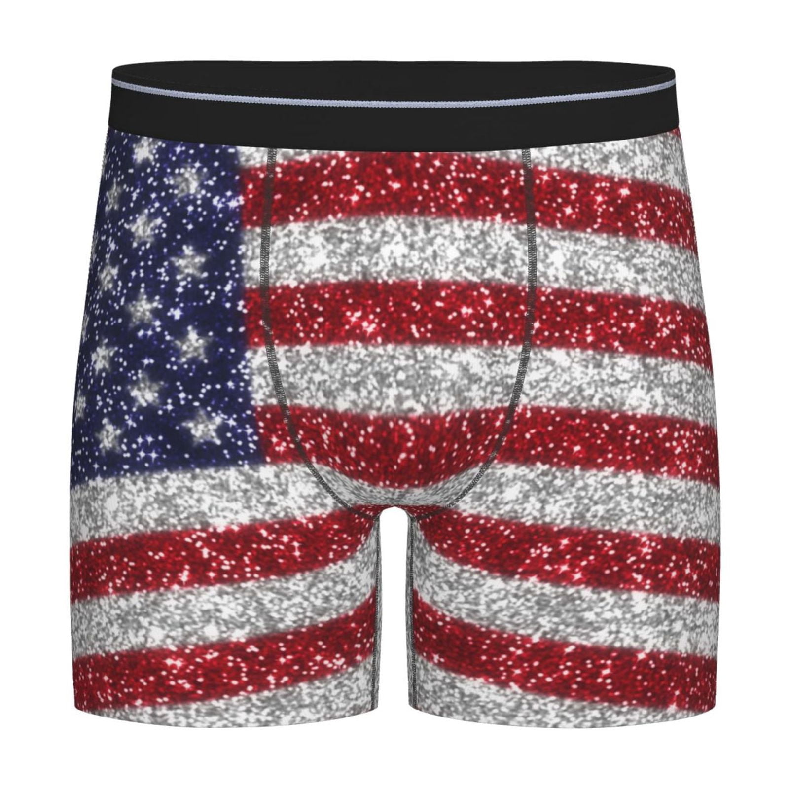 Easygdp America Flag Glitter Men's Boxer Briefs Men’s Underwear Boxer ...