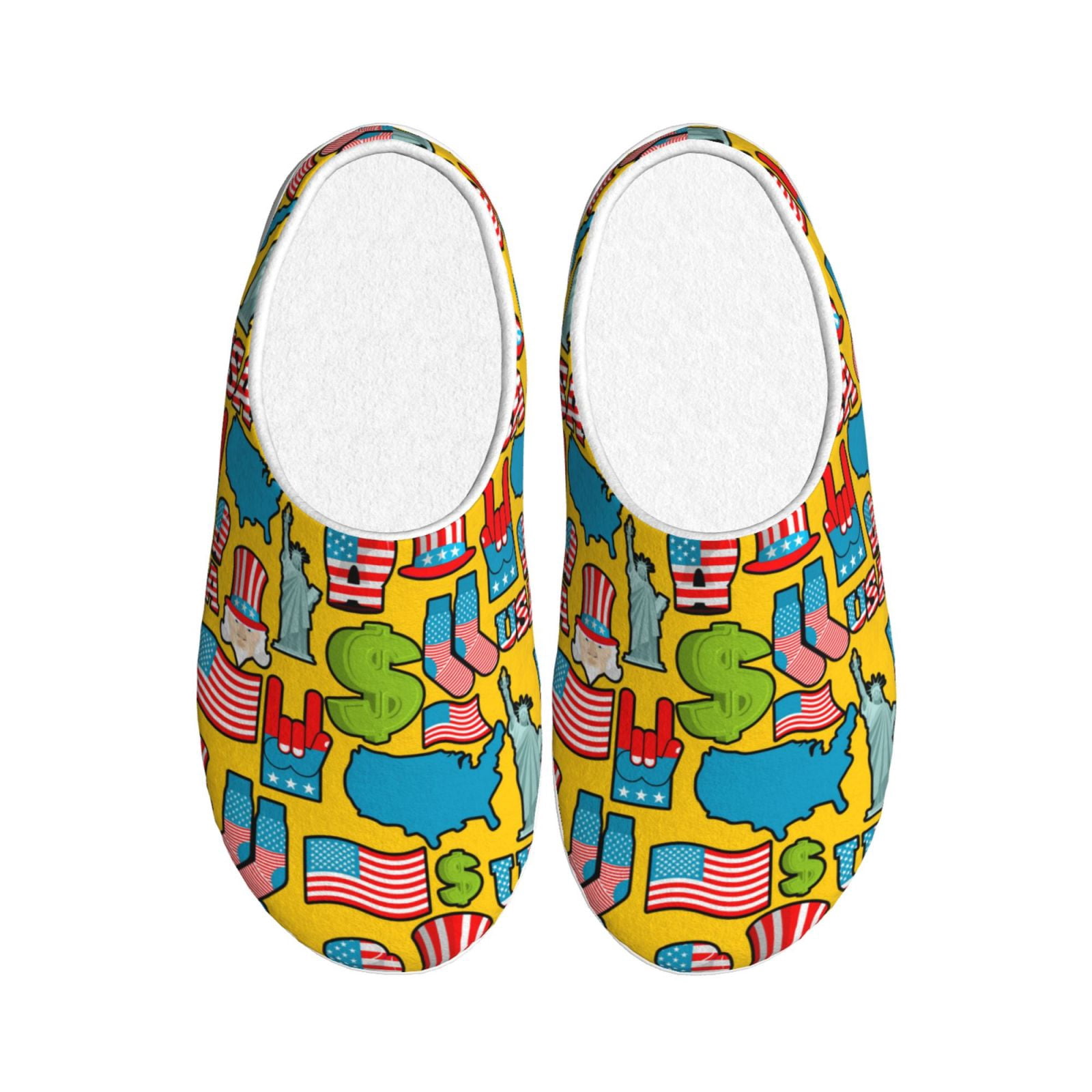Easygdp America Symbols Slippers for Women Mens Winter Warm Home ...