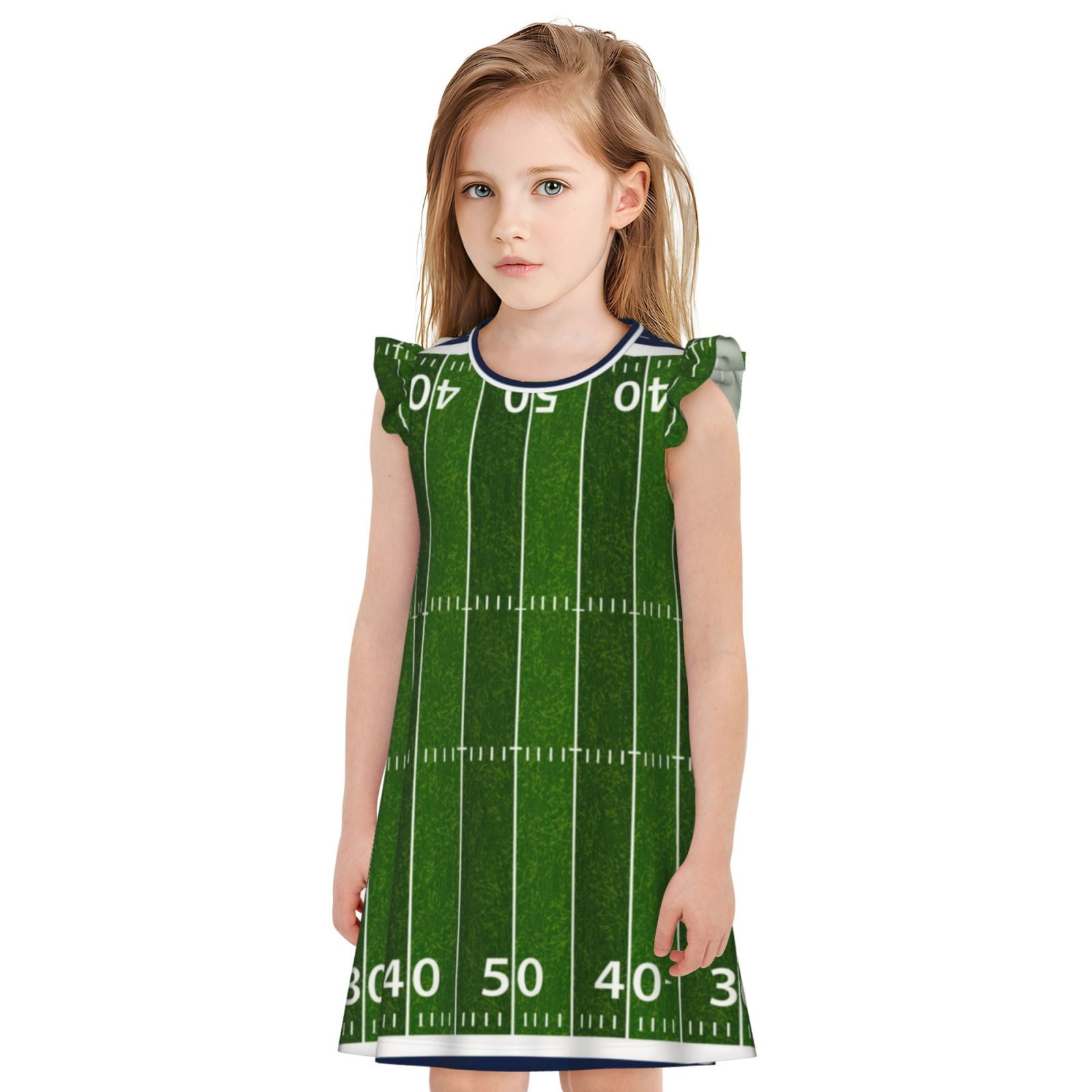 Easygdp American Football Field Girls Pajamas Dress, Princess Nightgown ...