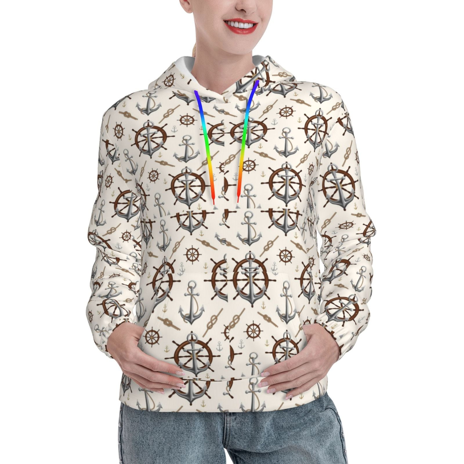 Easygdp Anchors with Rope Womens Casual Hoodies Sweatshirts Long Sleeve Pullover Fall Pullover ...