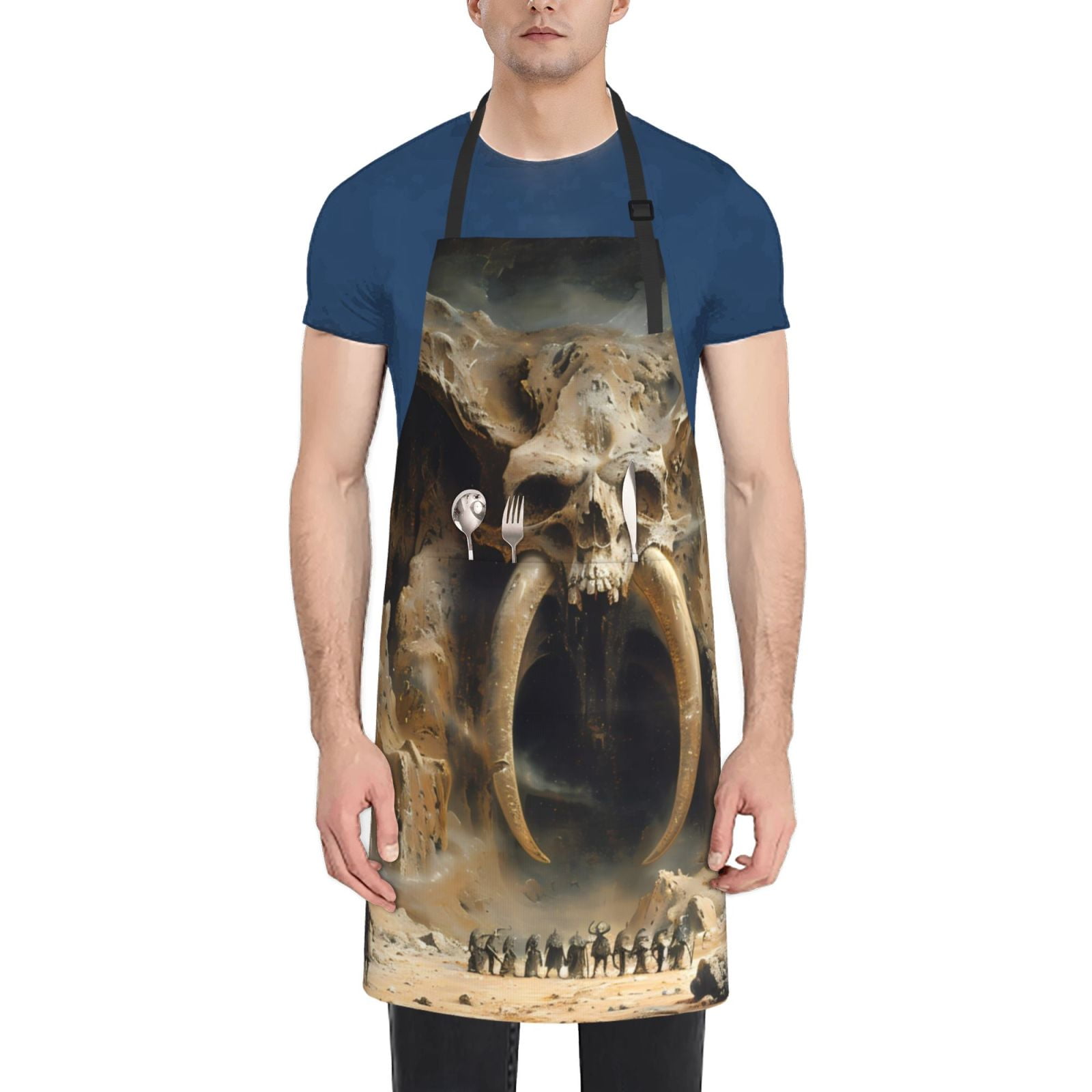 Easygdp Ancient Skull Cave Landscape Waterproof Apron with Pockets ...