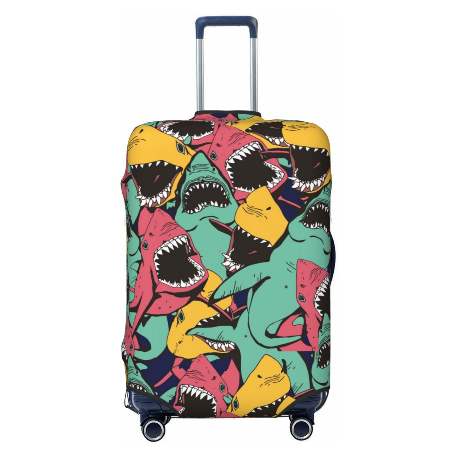 Easygdp Angry Shark Pattern Print Elastic and Washable Suitcase ...